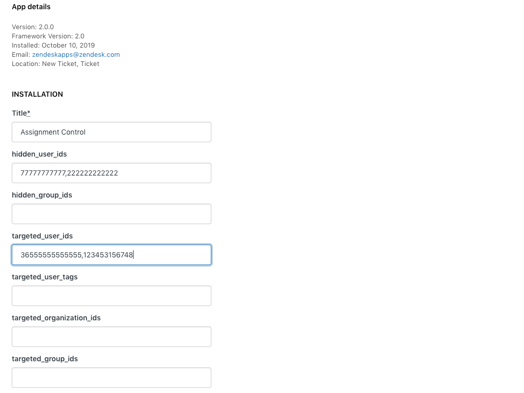 Assignment Control App Integration with Zendesk Support